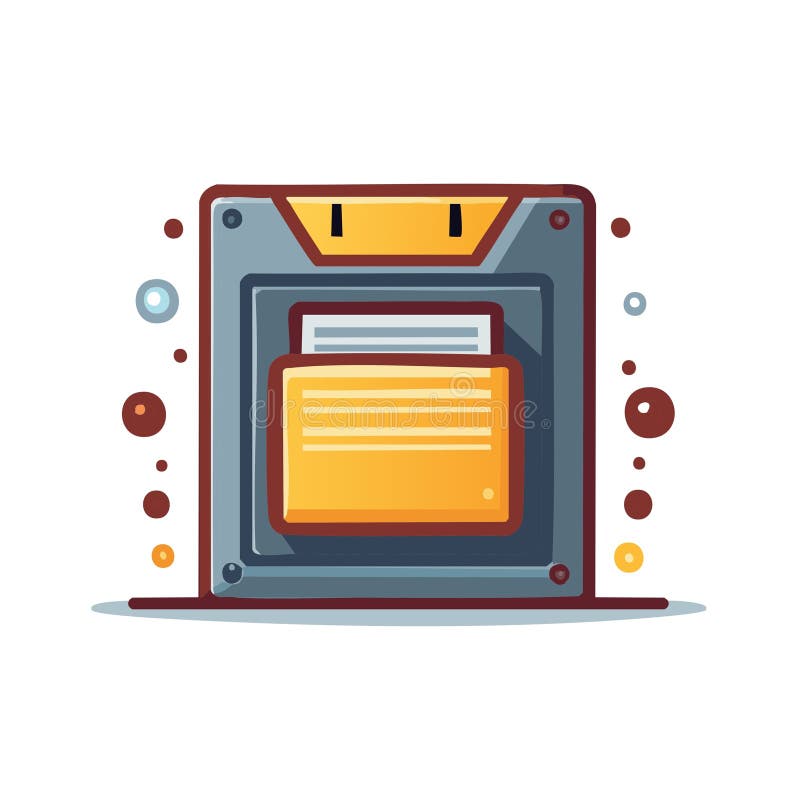 Abstract Flat Design Art of Vintage Data Storage Unit Processing ...