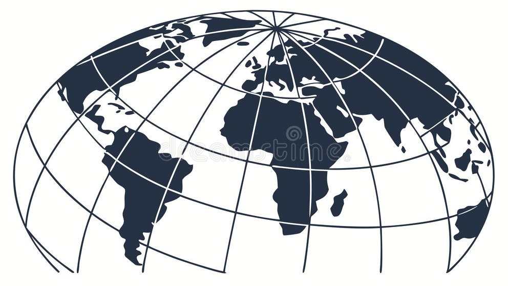 Abstract Flat Globe, Network Earth, Global Interconnection, Vector ...