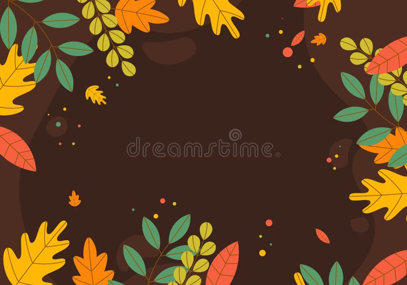 Abstract Flat Hand Draw Autumn Leaves Background. Vector Stock Vector ...