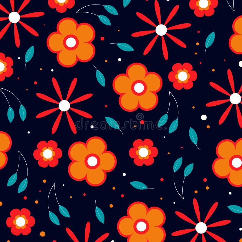 Abstract Flat Hand Draw Floral Pattern Background. Vector Stock Vector ...