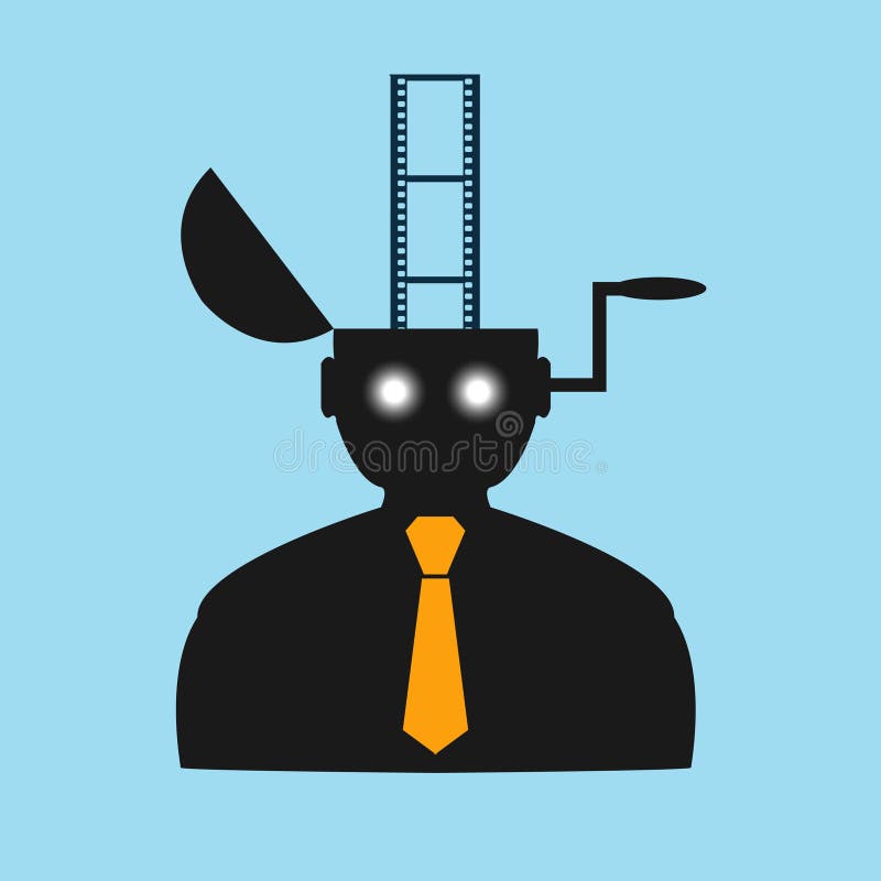 Abstract Flat Icon Man Watching Movies Eps Stock Vector - Illustration ...