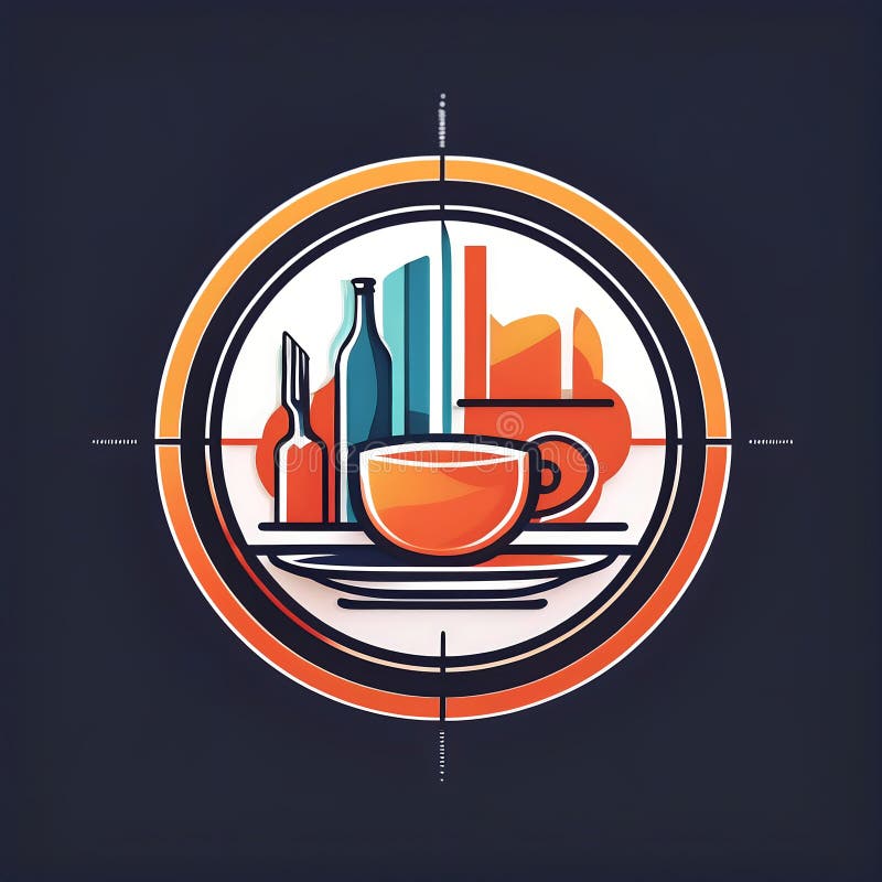 Abstract Flat Illustrative Restaurant Food and Drinks Logo Stock ...
