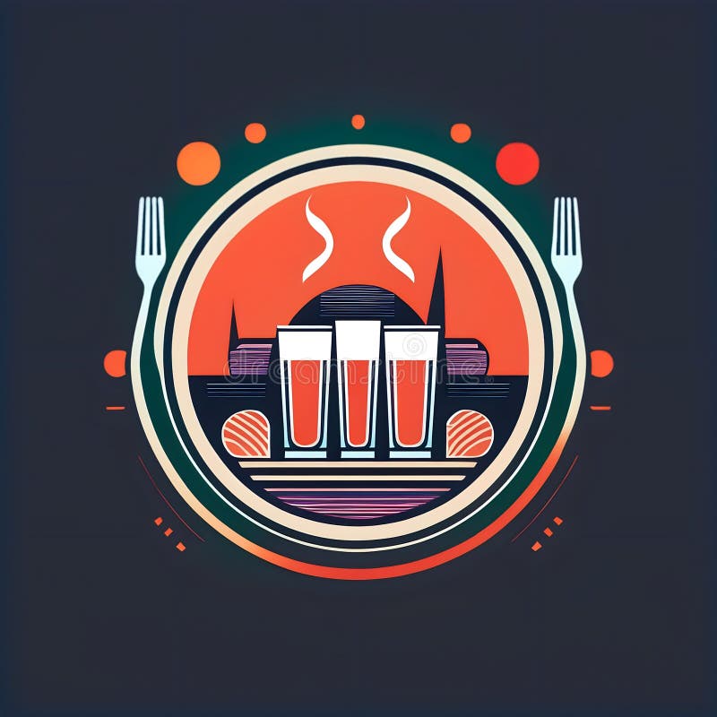 Abstract Flat Illustrative Restaurant Food and Drinks Logo Stock ...