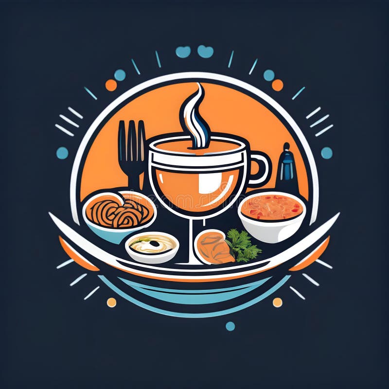 Abstract Flat Illustrative Restaurant Food and Drinks Logo Stock ...