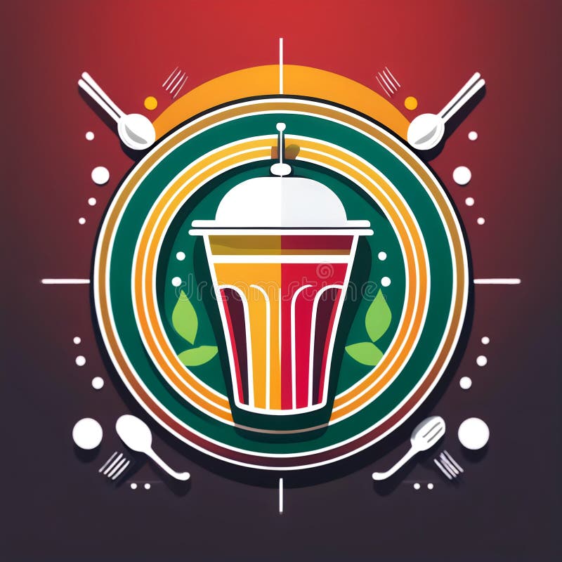 Abstract Flat Illustrative Restaurant Food and Drinks Logo Stock ...
