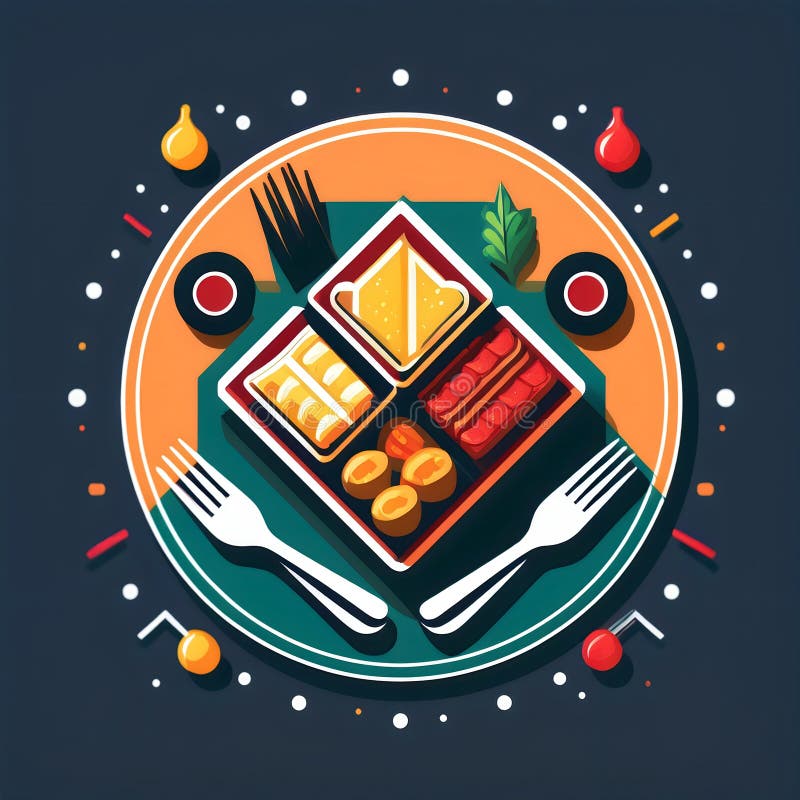 Abstract Flat Illustrative Restaurant Food and Drinks Logo Stock ...