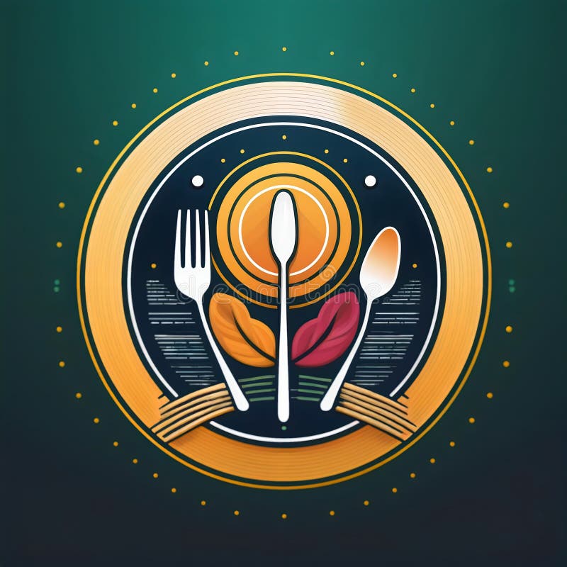 Abstract Flat Illustrative Restaurant Food and Drinks Logo Stock ...