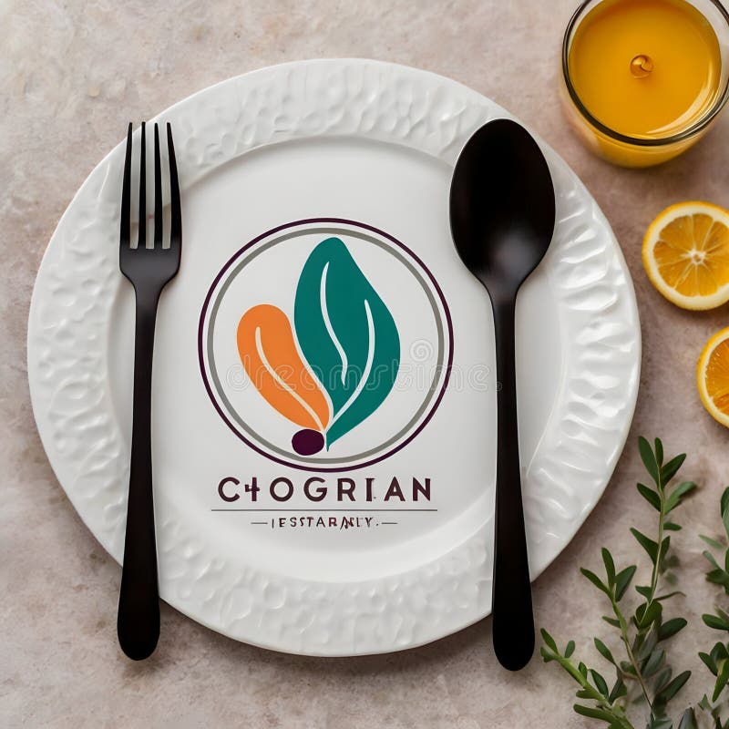 Abstract Flat Illustrative Restaurant Food and Drinks Logo Stock ...