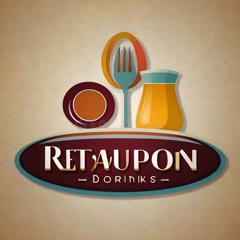 Abstract Flat Illustrative Restaurant Food and Drinks Logo Stock ...