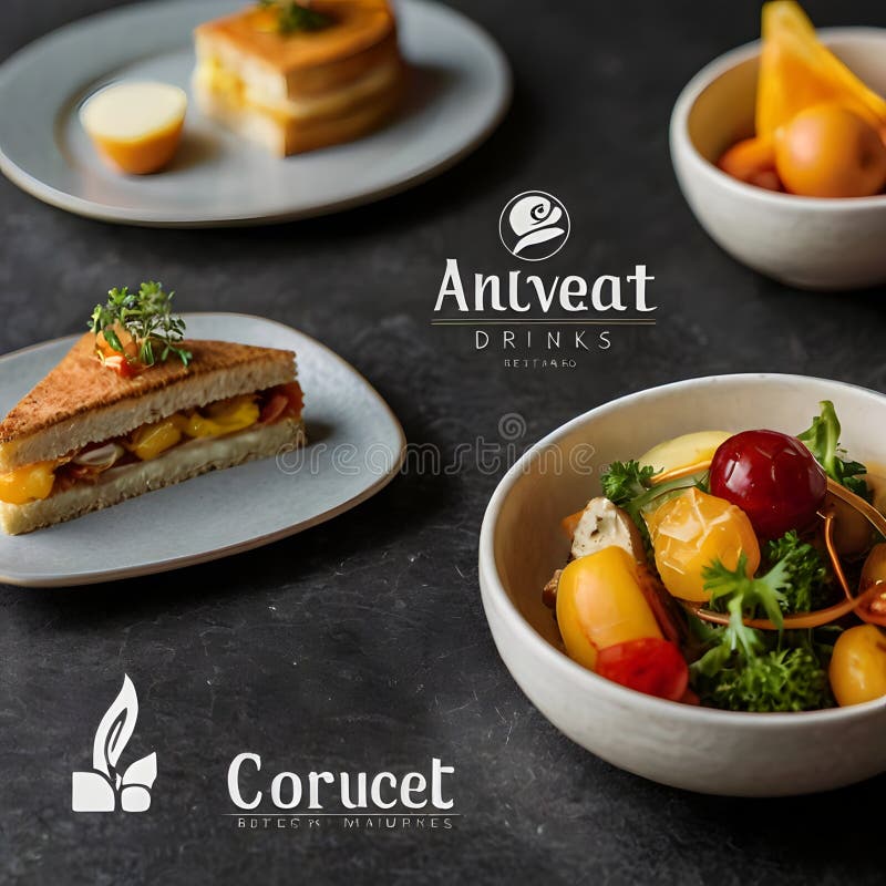 Abstract Flat Illustrative Restaurant Food and Drinks Logo Stock ...