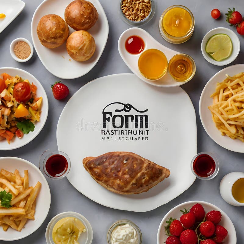 Abstract Flat Illustrative Restaurant Food and Drinks Logo Stock ...