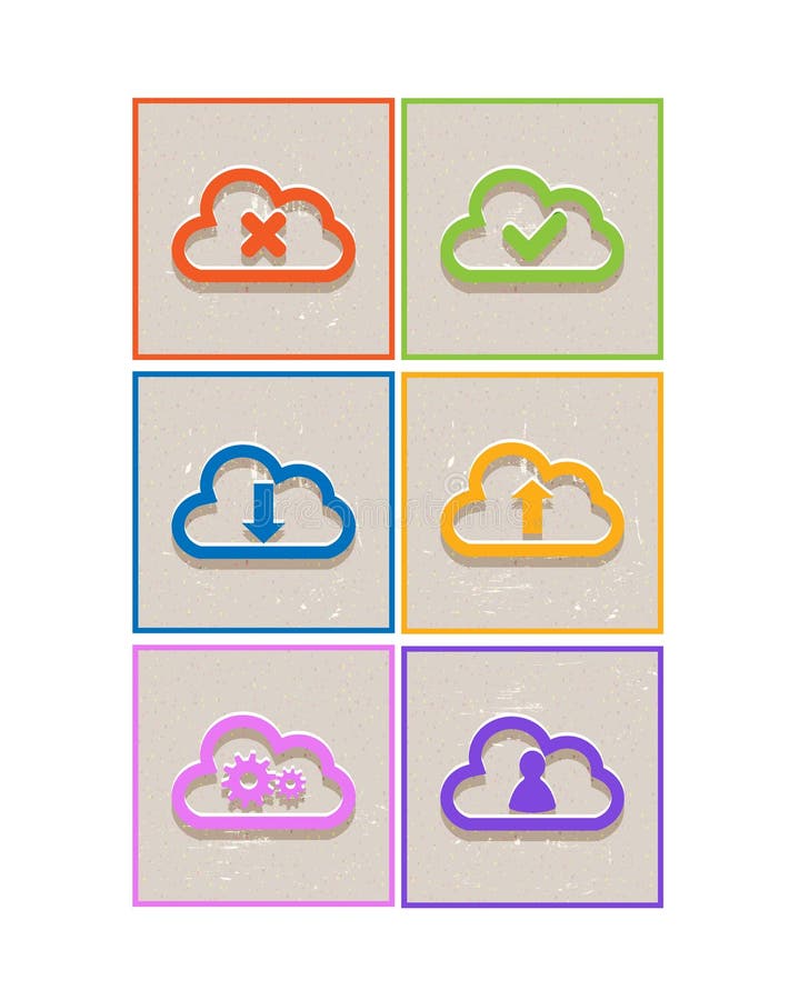 Abstract Flat Paper Cloud Icons Stock Illustration - Illustration of ...