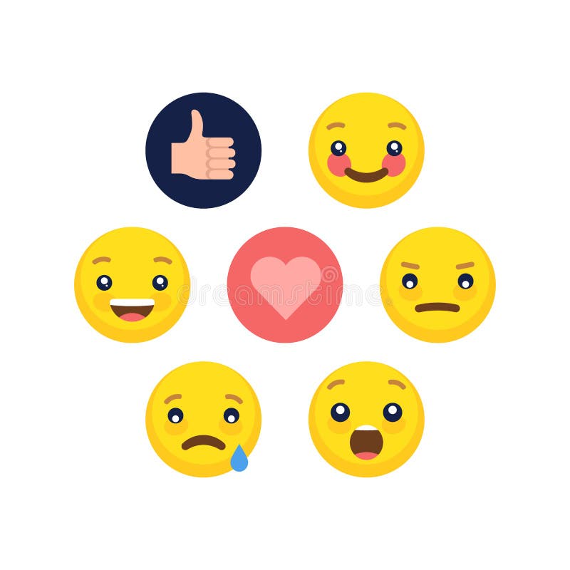 Abstract Flat Style Design Emotion Emoji Collection Stock Vector ...