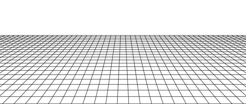 Abstract Flat Wireframe Grid. Checkered Floor Landscape. Horizontal ...