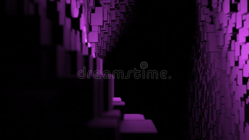 Purple and Red Tunnel. Design. Light Long Closed Corridor in Animation ...