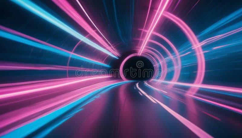 Abstract Flight in Retro Neon Hyper Warp Space in the Tunnel 3d ...
