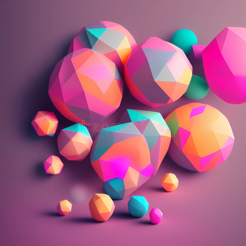Abstract Floating Balls with Vibrant Colors - Generative AI Stock ...