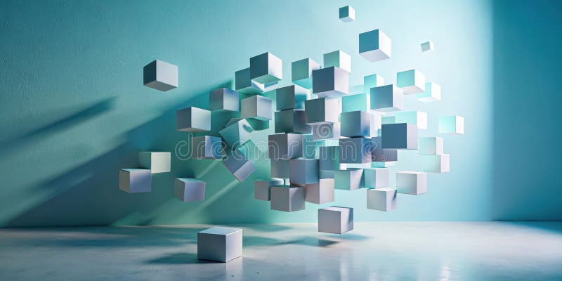 Abstract Floating Cubes in a Minimalist Setting a Study in Spatial ...
