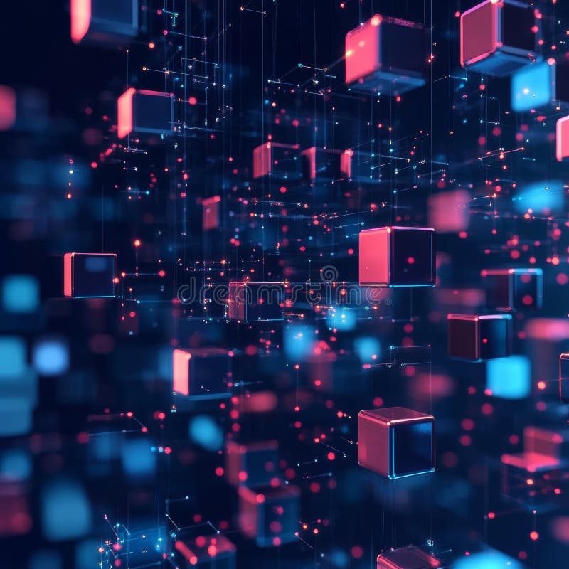 Abstract Floating Data Cubes with Colorful Light Effects in a Dynamic ...