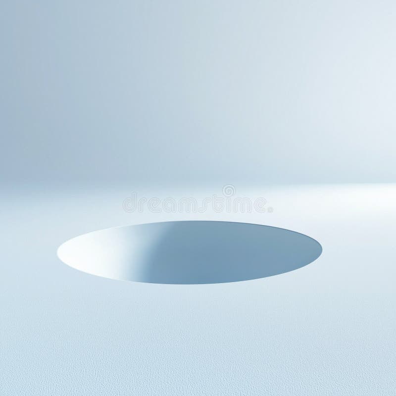 Abstract Floating Desk and Chair Under Spotlight in Black Void ...