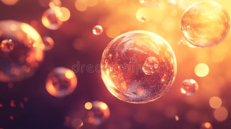 Abstract Floating Glowing Orange Bubbles Stock Illustration ...