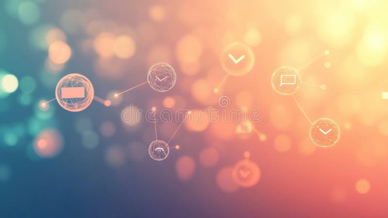 Abstract Floating Icons Symbolize Communication and Connections through ...