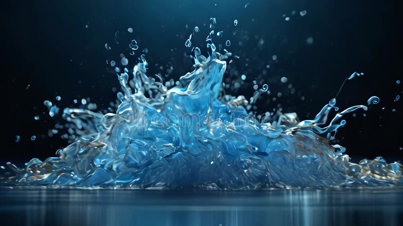 Abstract Floating Liquid from Energetic Blue Particles Glowing Magical ...