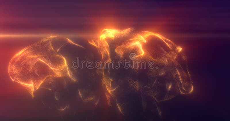 Abstract Floating Liquid from Energy Orange Particles Glowing Magical ...