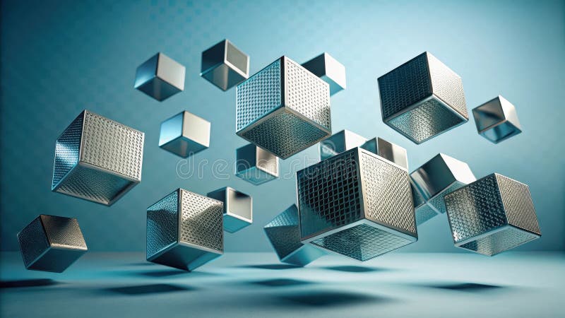 Abstract Floating Metallic Cubes a 3d Render of Textured Geometric ...