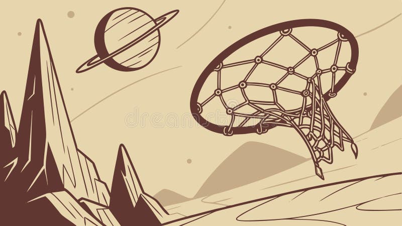 Abstract Floating Object in a Lunarlike Landscape, Vector Design ...