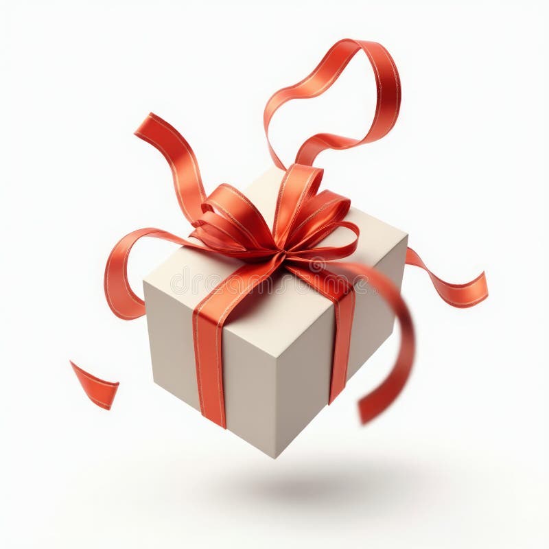Abstract Floating Present with Ribbons Unwrapping in Slow Motion ...