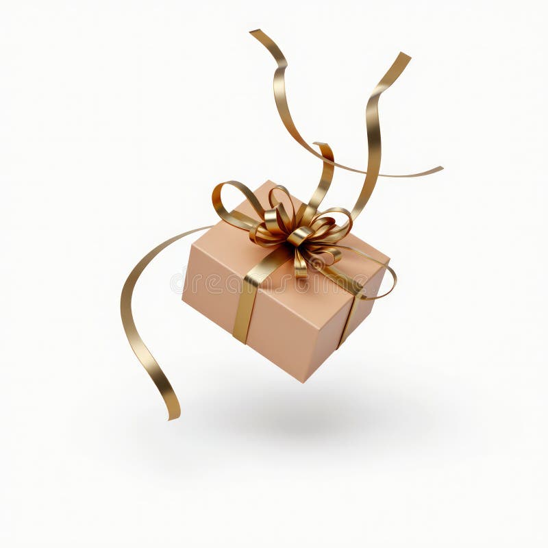 Abstract Floating Present with Ribbons Unwrapping in Slow Motion ...
