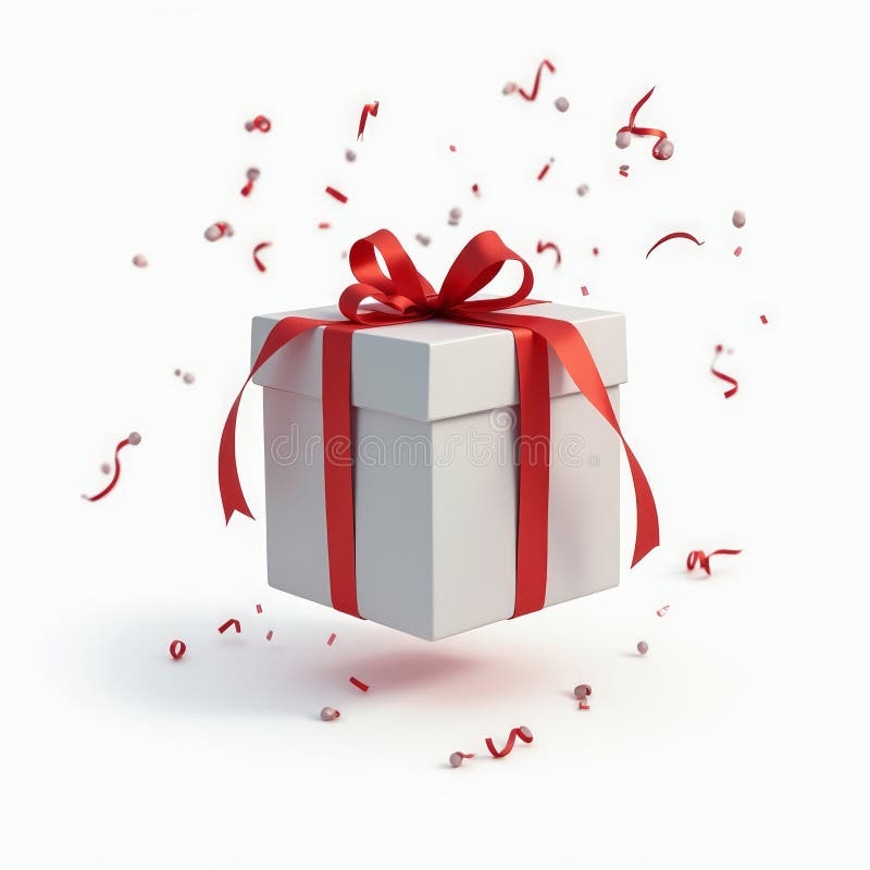 Abstract Floating Present with Ribbons Unwrapping in Slow Motion ...