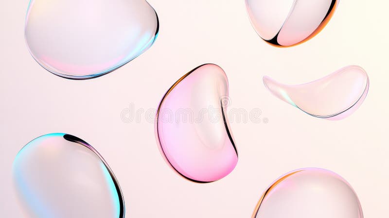 Abstract Floating Soap Bubbles with Soft Pastel Colors on White ...