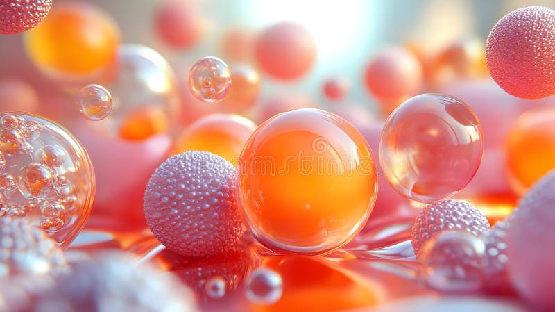 Abstract Floating Spheres Background with Shiny Surface and Reflective ...