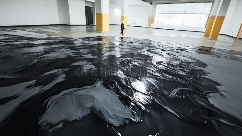 Abstract Floor with a Wavy Pattern, Created Using Epoxy and Wax for ...