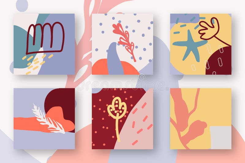 Abstract Floral Backdrops Square Spot Vector Set Stock Vector ...