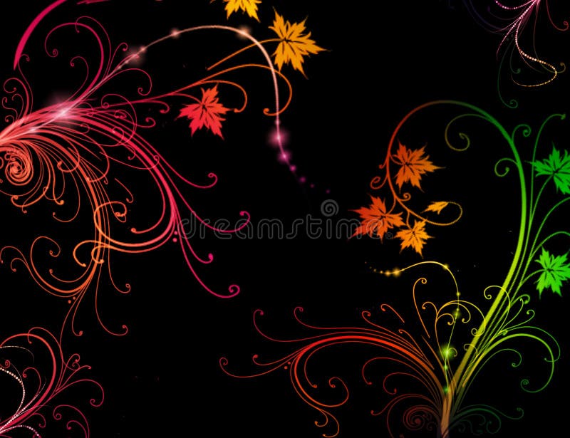 Abstract Rainbow Fractal Flower Dark Background Stock Illustration ...