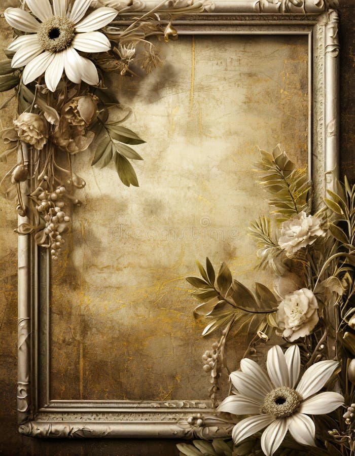 Abstract Floral Background with Frame for Text Stock Illustration ...