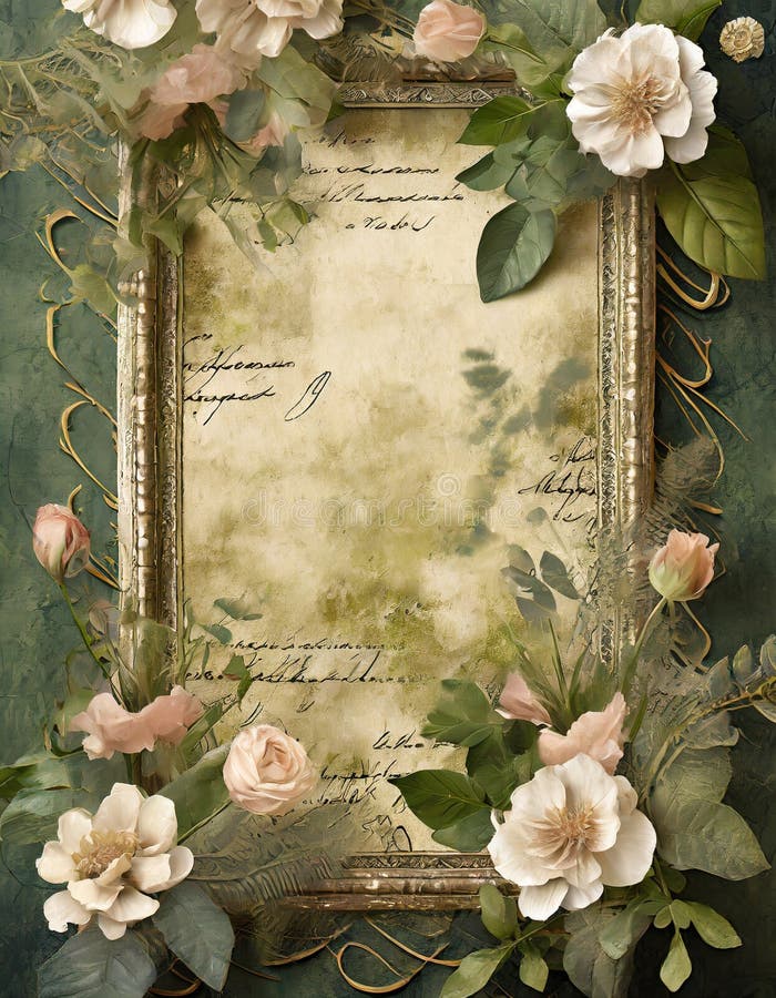 Abstract Floral Background with Frame for Text Stock Illustration ...