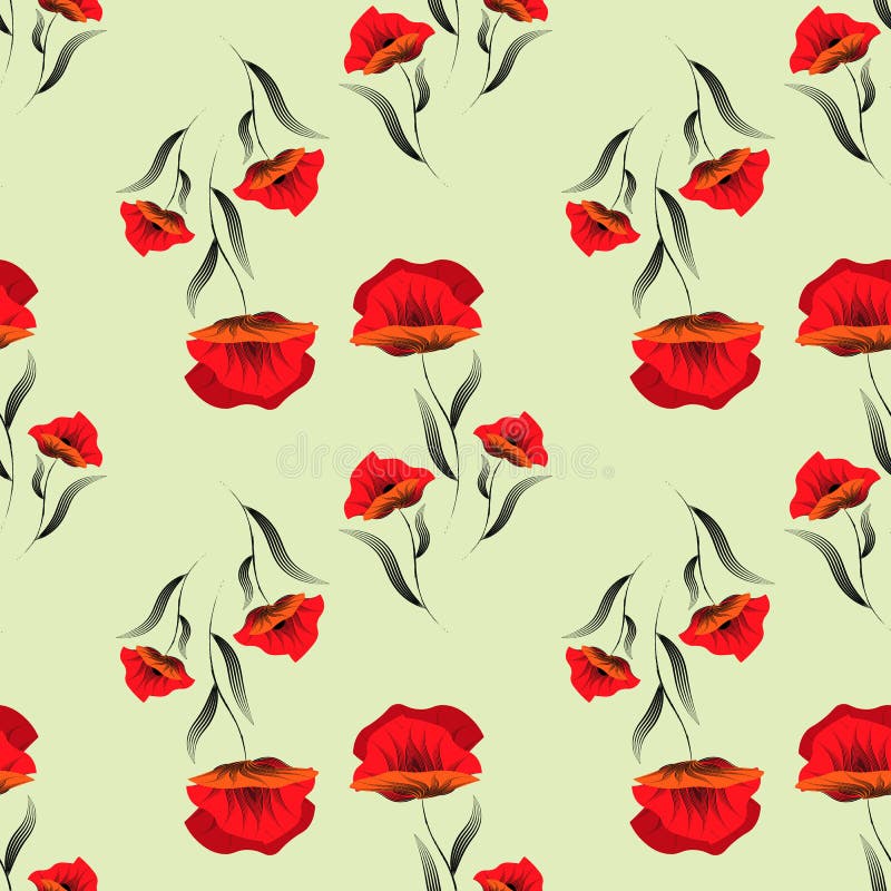 Abstract Floral Background. Seamless Pattern with Poppy Stock Image ...
