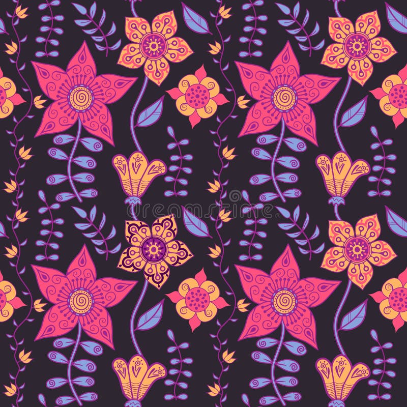 Abstract Floral Background, Summer Theme Seamless Pattern, Vector ...