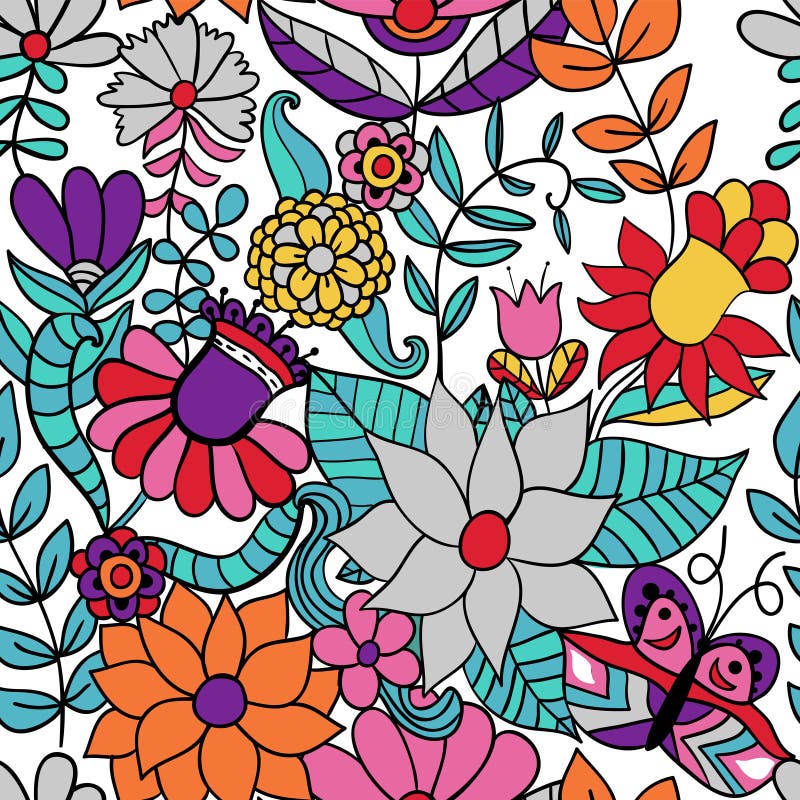 Abstract Floral Background, Summer Theme Seamless Pattern, Vector ...