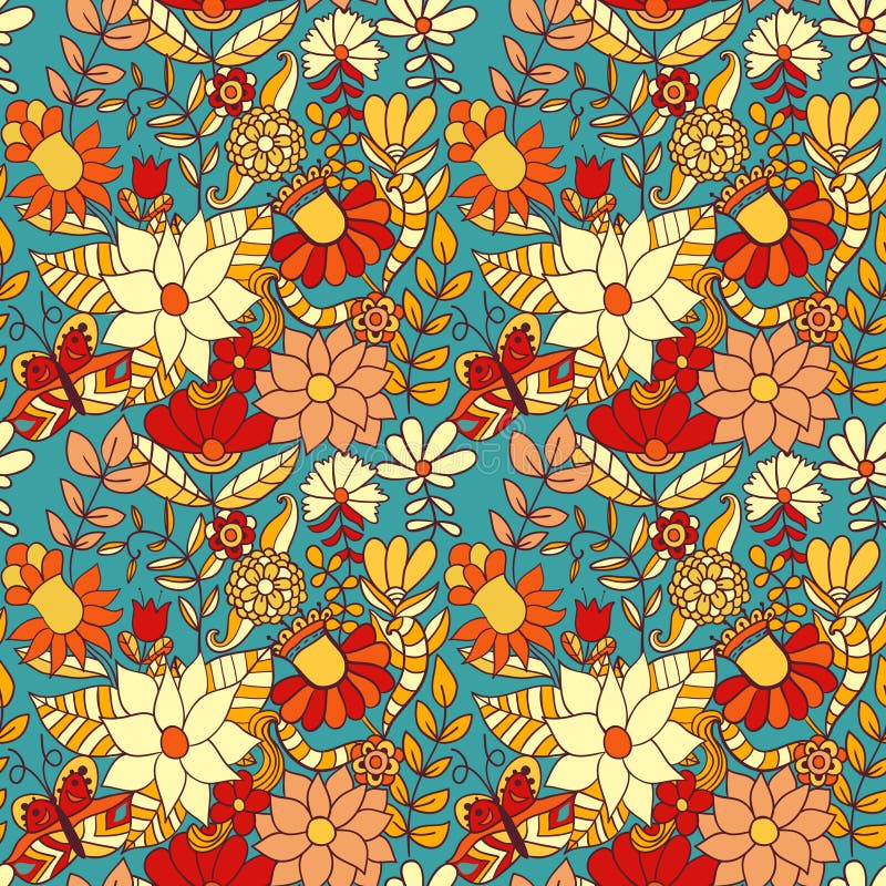 Abstract Floral Background, Summer Theme Seamless Pattern, Vector ...