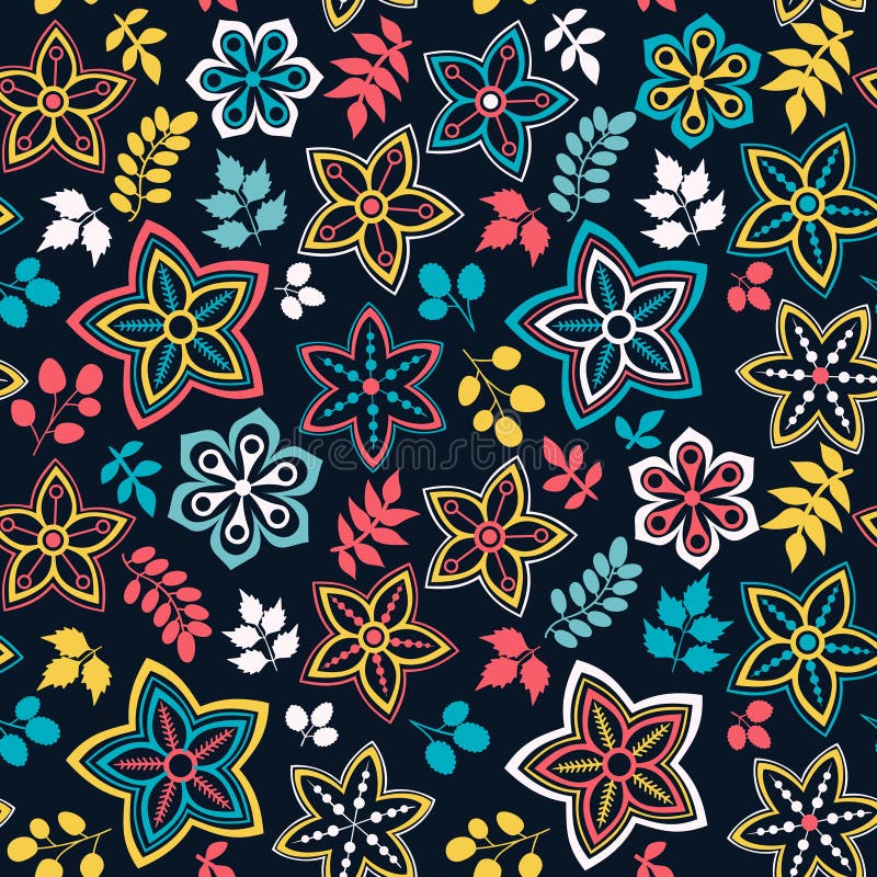 Abstract Floral Background, Summer Theme Seamless Pattern, Vector ...