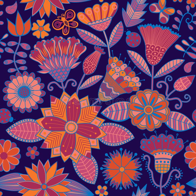 Abstract Floral Background, Summer Theme Seamless Pattern, Vector ...