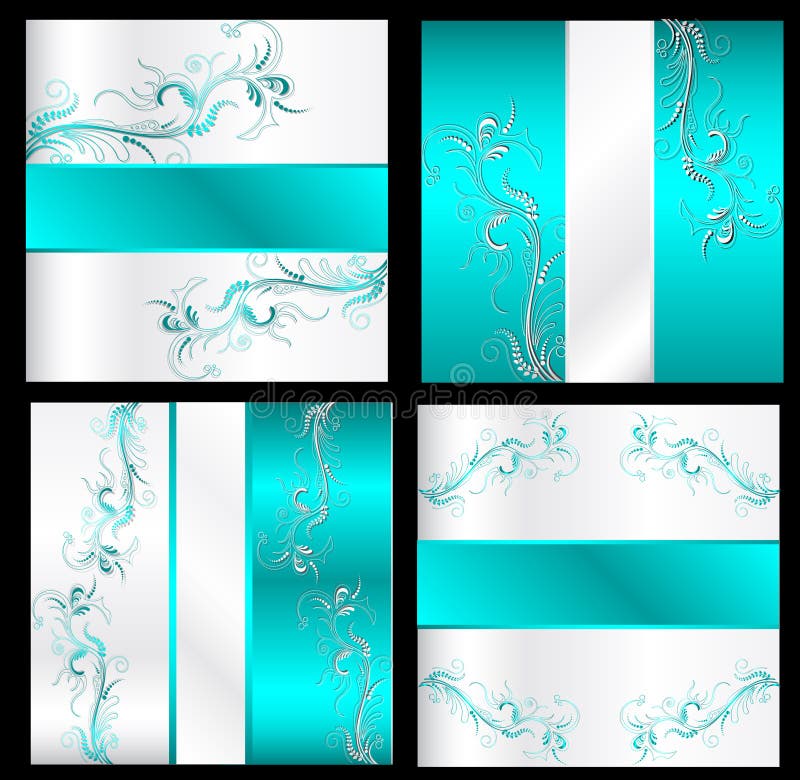 Abstract Floral Blue Labels Stock Vector - Illustration of decoration ...