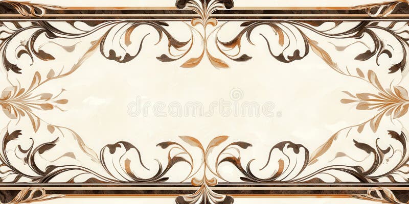 Abstract Floral Border with White Background Stock Illustration ...