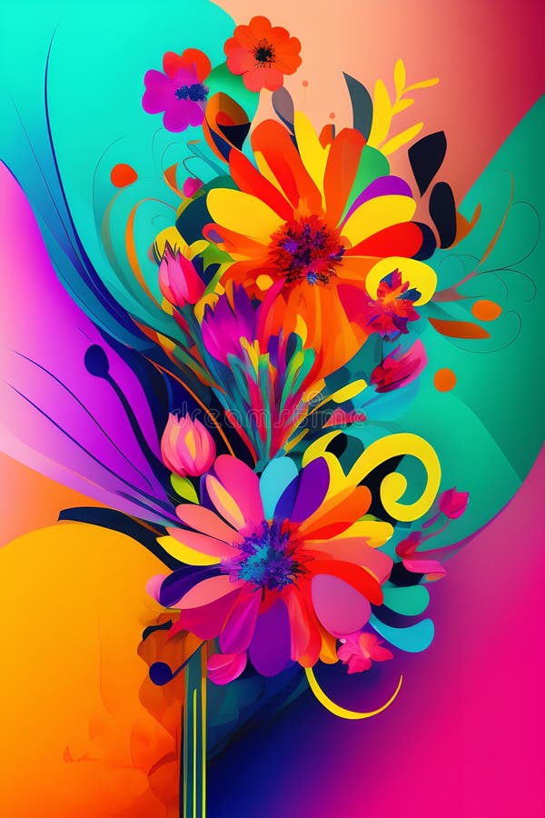 Abstract Floral Design, Generative AI Illustration Stock Illustration ...