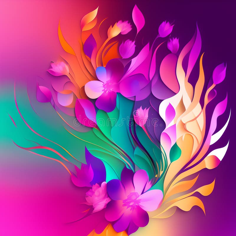 Abstract Floral Design, Generative AI Illustration Stock Illustration ...